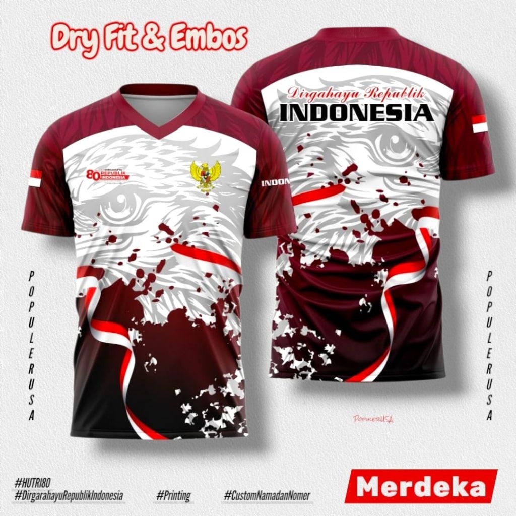 Jual Kaos Atasan Jersey HUT RI 80th Merdeka Republick Indonesia ...