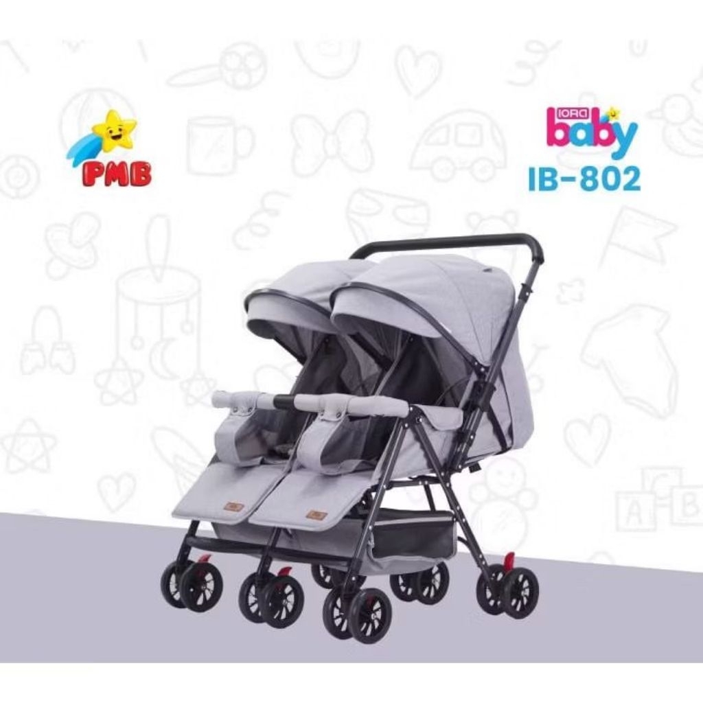 Jual Stroller baby tempat duduk bayi PMB kembar travelling warna ABU ...
