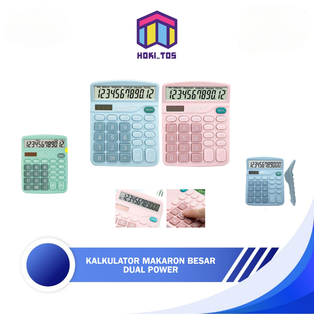 Jual ( KM ) Kalkulator Besar Warna Macaron Lucu 12 Digit Angka Dual ...