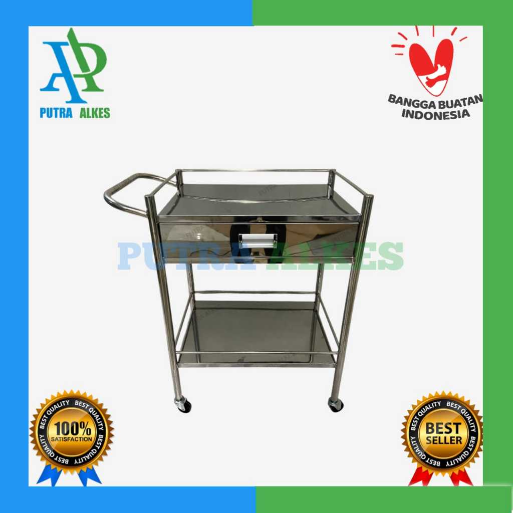 Jual Troli Instrumen 2 Susun 1 Laci Stainles - Meja Instrument 2 Susun ...
