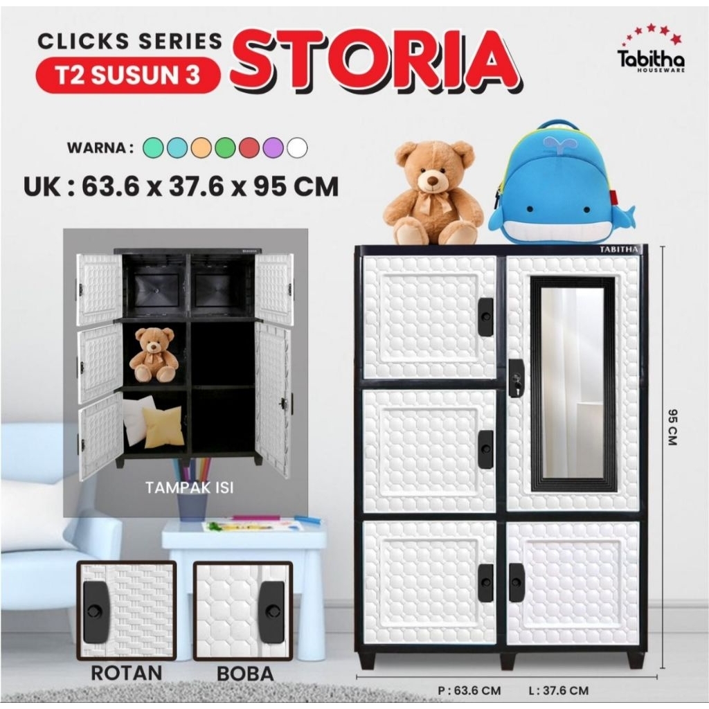 Jual Lemari Plastik Tabitha click tower 2 susun 2, 3, 4 kaca non kaca ...