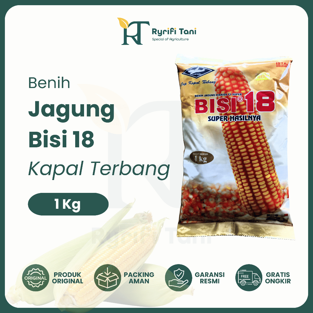 Jual Cap Kapal Terbang - Benih Bibit Jagung Hibrida BISI 18 Isi 1Kg ...