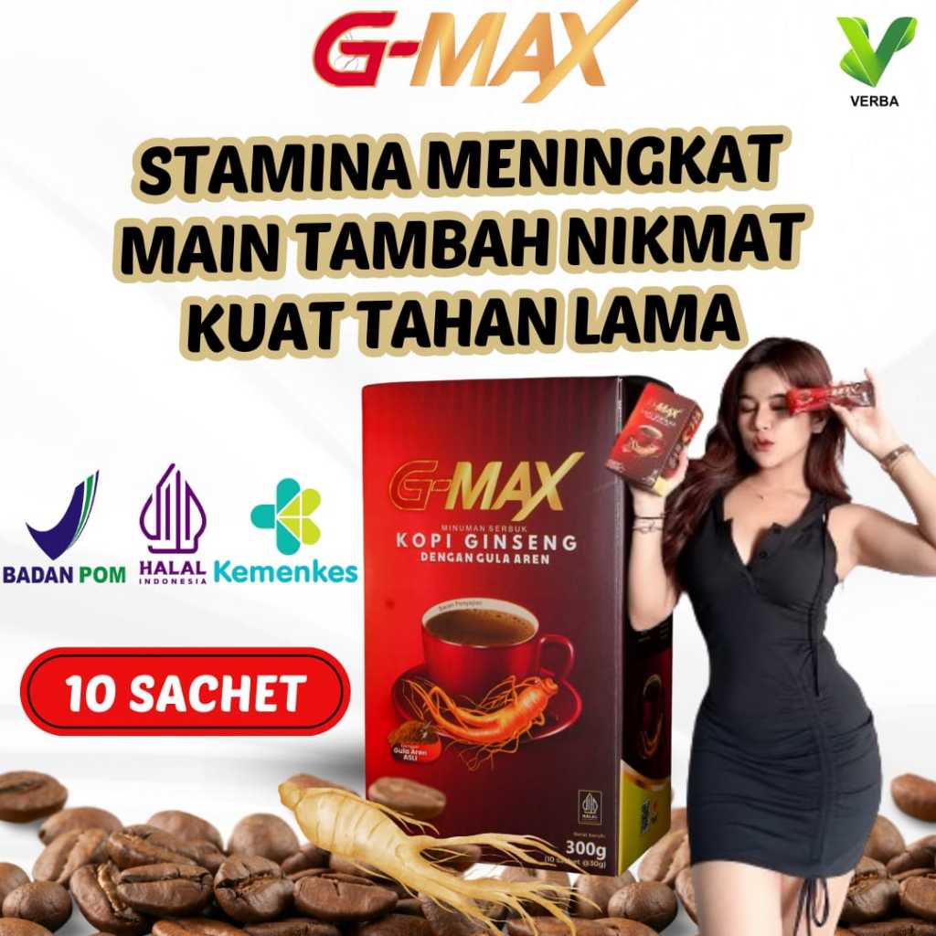 Jual G-MAX Kopi Ginseng dengan Gula Aren Bikin Kuat Tahan Lama Semalaman 1 Box 10 Sachet Tanpa ...