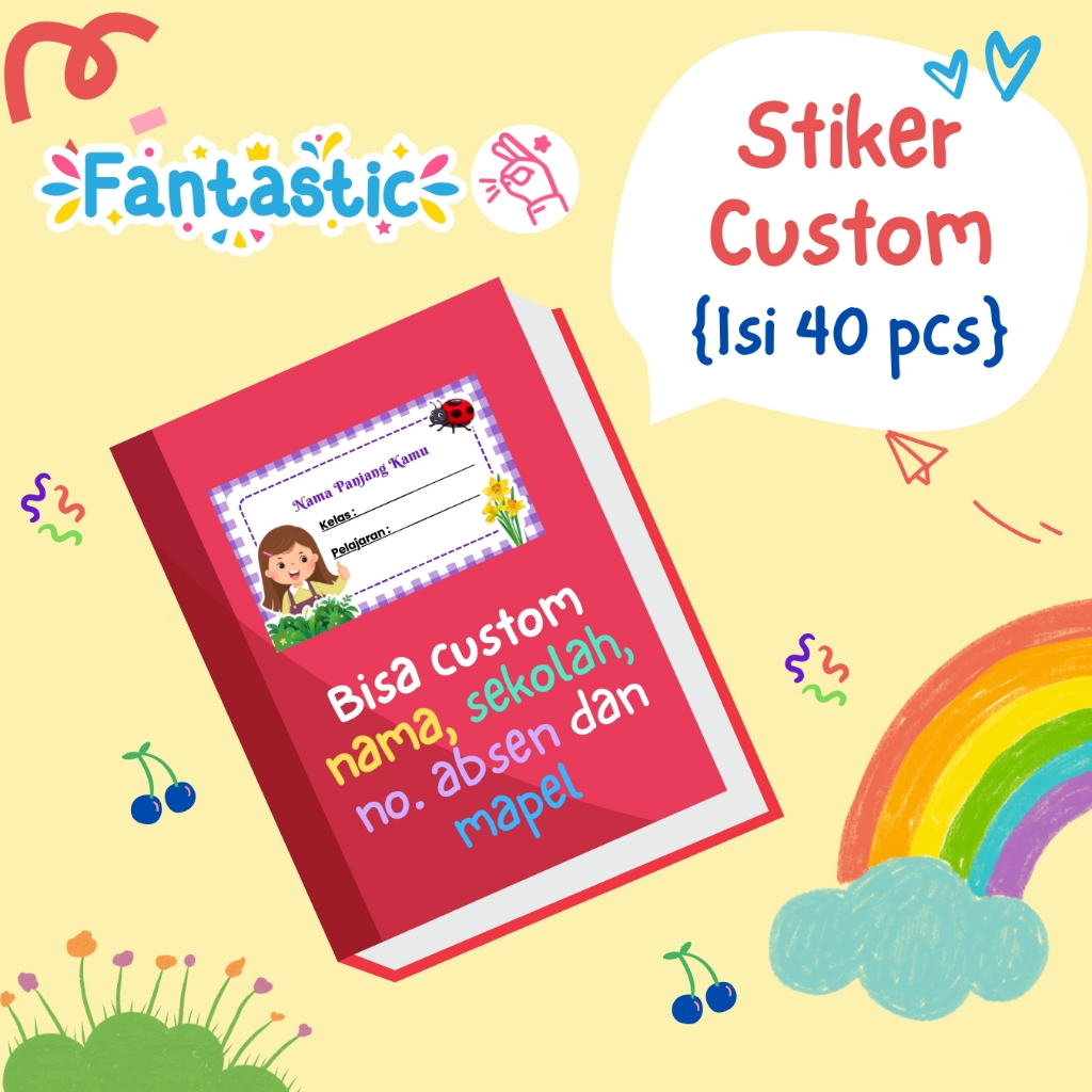 Jual Stiker Label Buku Pelajaran Sticker Buku Nama Sekolah / Stiker ...