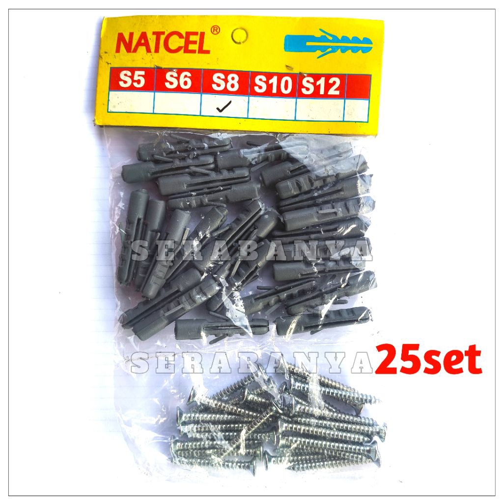 Jual NATCEL PLASTIK + BAUT SKRUP SKRUP SUPAYA MENEMPEL DI DINDING ...