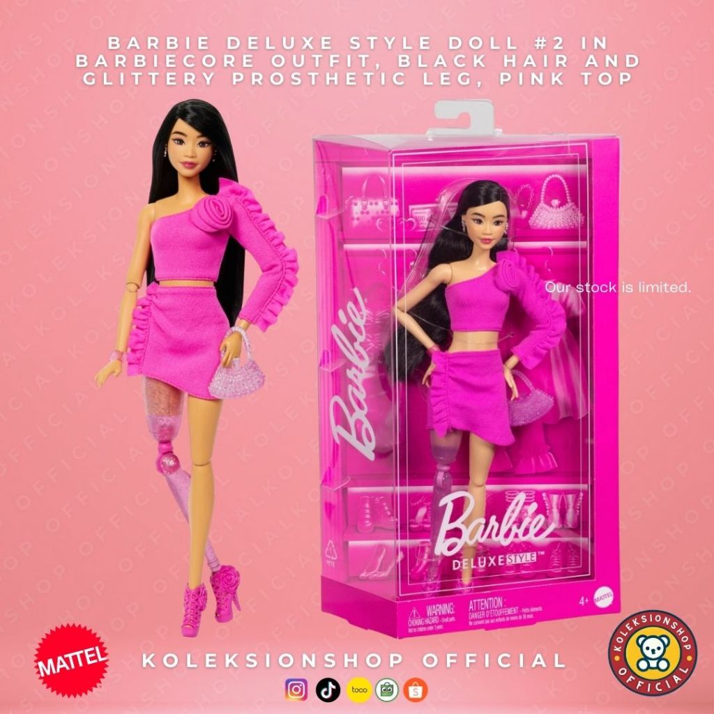 Jual Barbie Deluxe Style Doll 2 in Barbiecore Outfit, Black Hair and ...