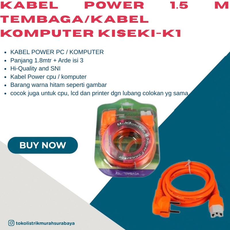 Jual Kabel power 1,5m tembaga/ Kabel Komputer Kinto/ Kabel Komputer ...