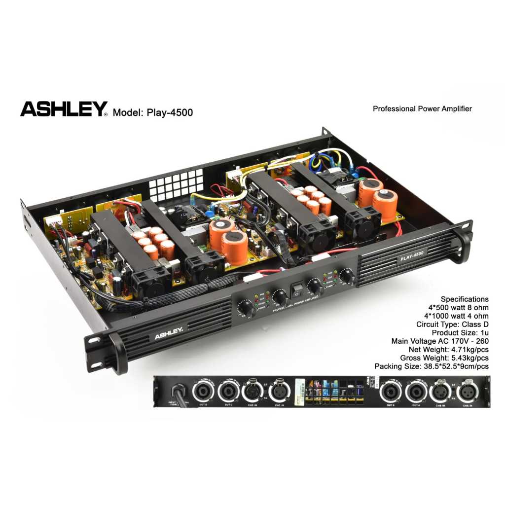 Jual POWER ASHLEY PLAY 4500 PLAY4500 ORIGINAL NEW 4CH CLASS D AMPLIFIER ...