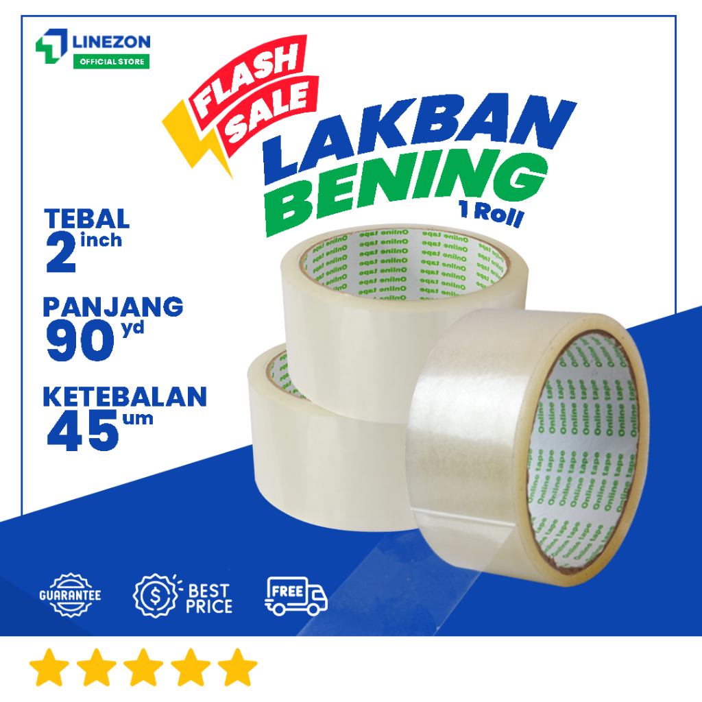 Jual FLASH SALE! Lakban Bening MURAH 90 yard 45 mm ECO / Asli 75 Yard / Isolasi / Solatip ...