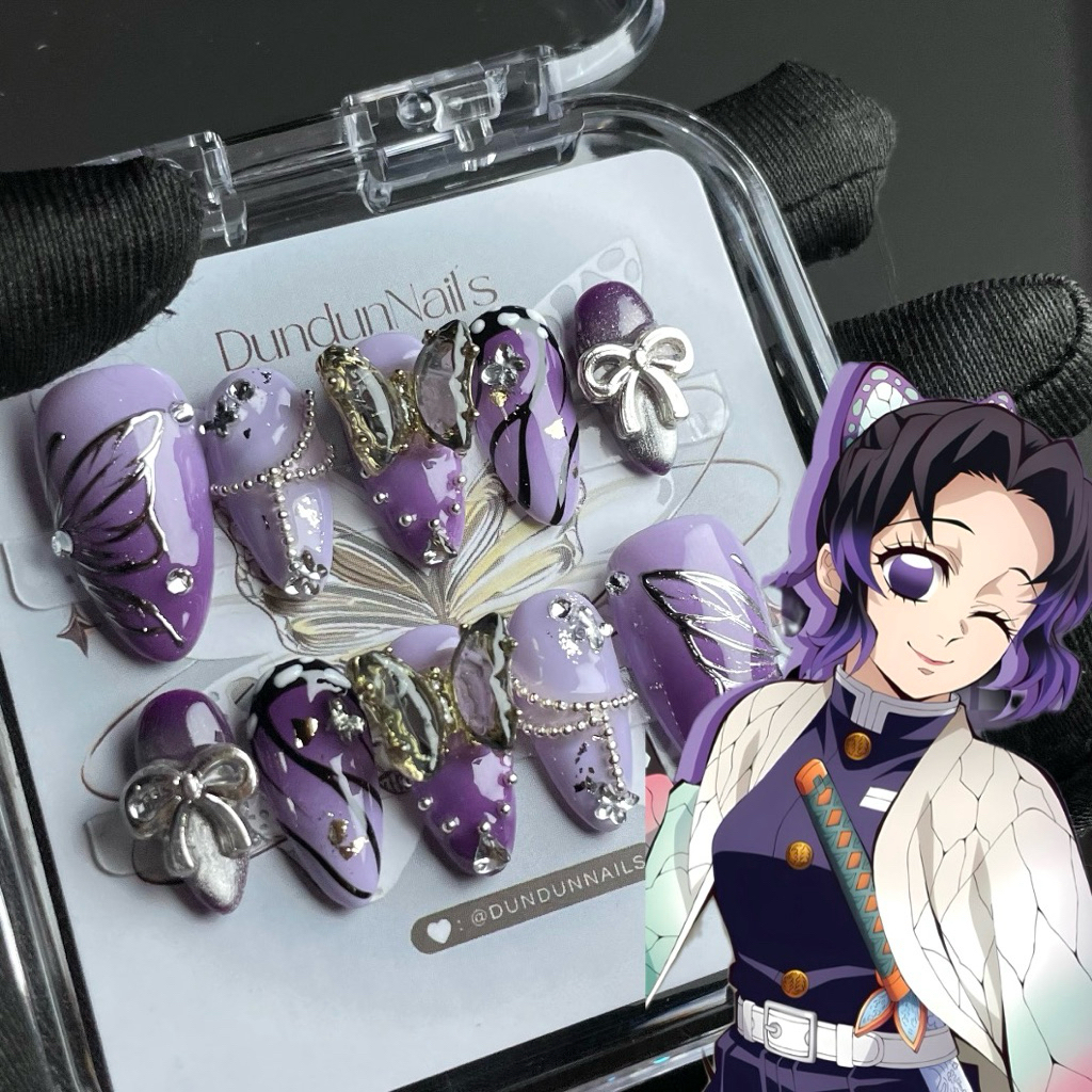 Jual [ BACA SLIDE FOTO! ] S21 Shinobu Kochou Nails | Demon Slayer nails ...