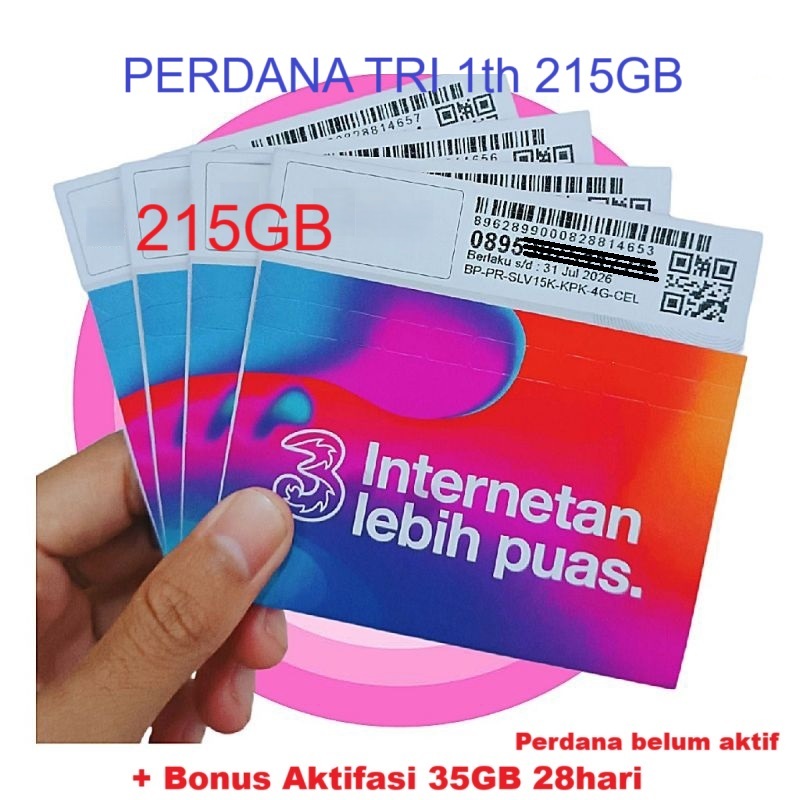 Jual Perdana Tri 215GB 1 Tahun (15GB x 12Bln) Nasional Perdana Three ...