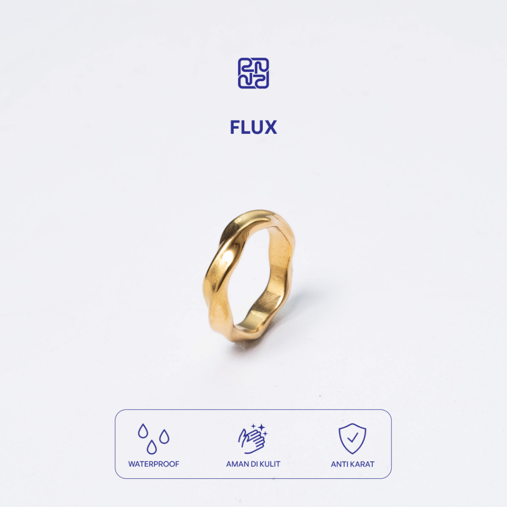 Jual Racabel Flux Emas Ring - Cincin Pria Wanita Titanium Anti Karat ...