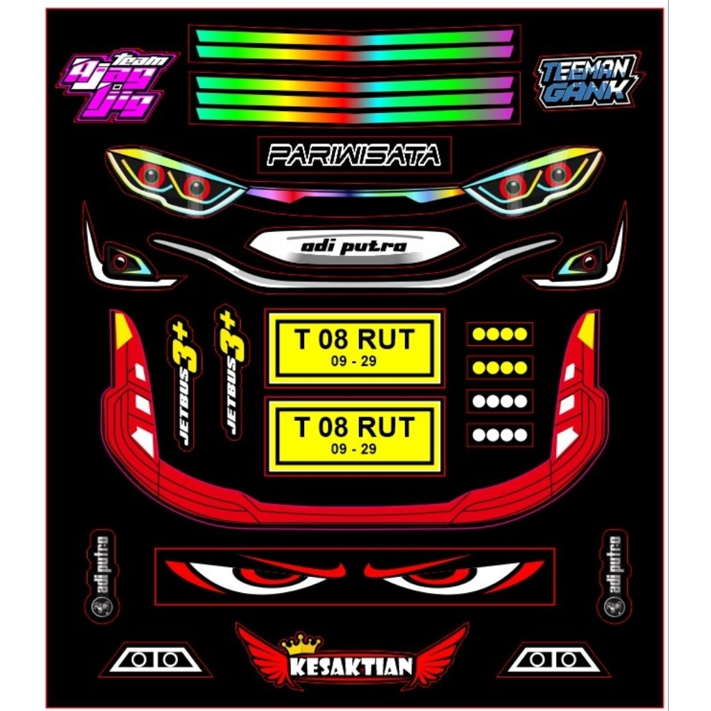 Jual stiker lampu miniatur bus jb3 RGB logo ajag ijig | Shopee Indonesia