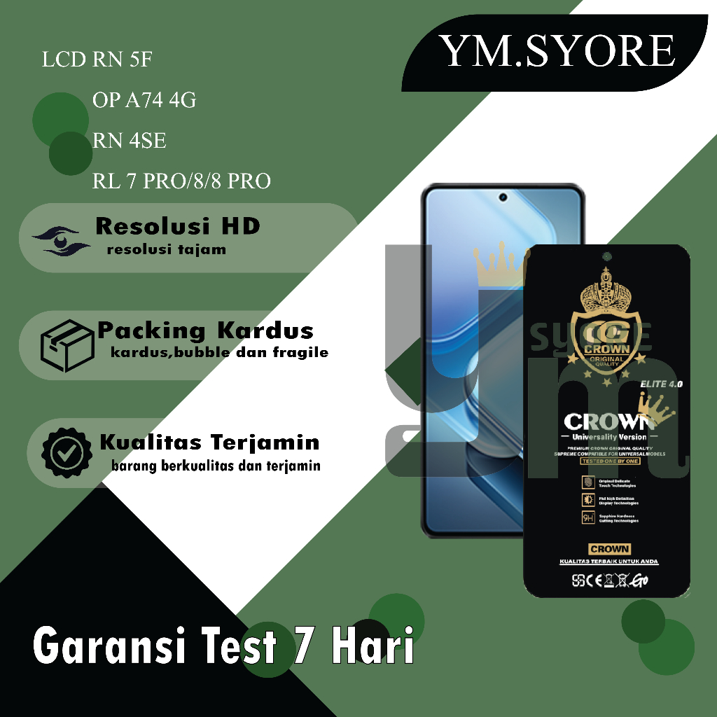 Jual LCD OP A74 4G | RN 5F | RN 4SE | RLME 7 PRO /8 4G/8 PRO ...