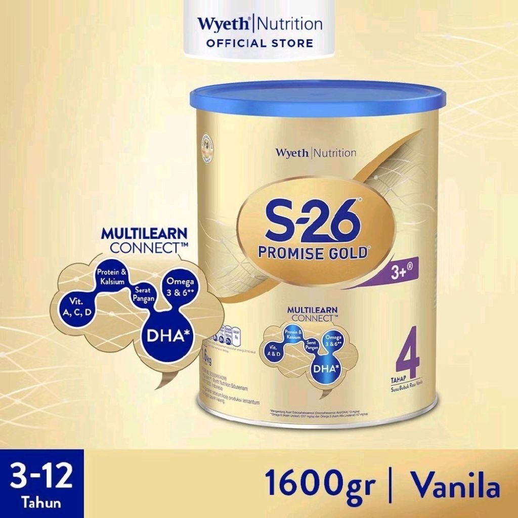 Jual S-26 PROMISE GOLD TAHAP 4 VANILA SUSU PERTUMBUHAN ANAK USIA 3-12 TAHUN, KALENG 1600GR ...