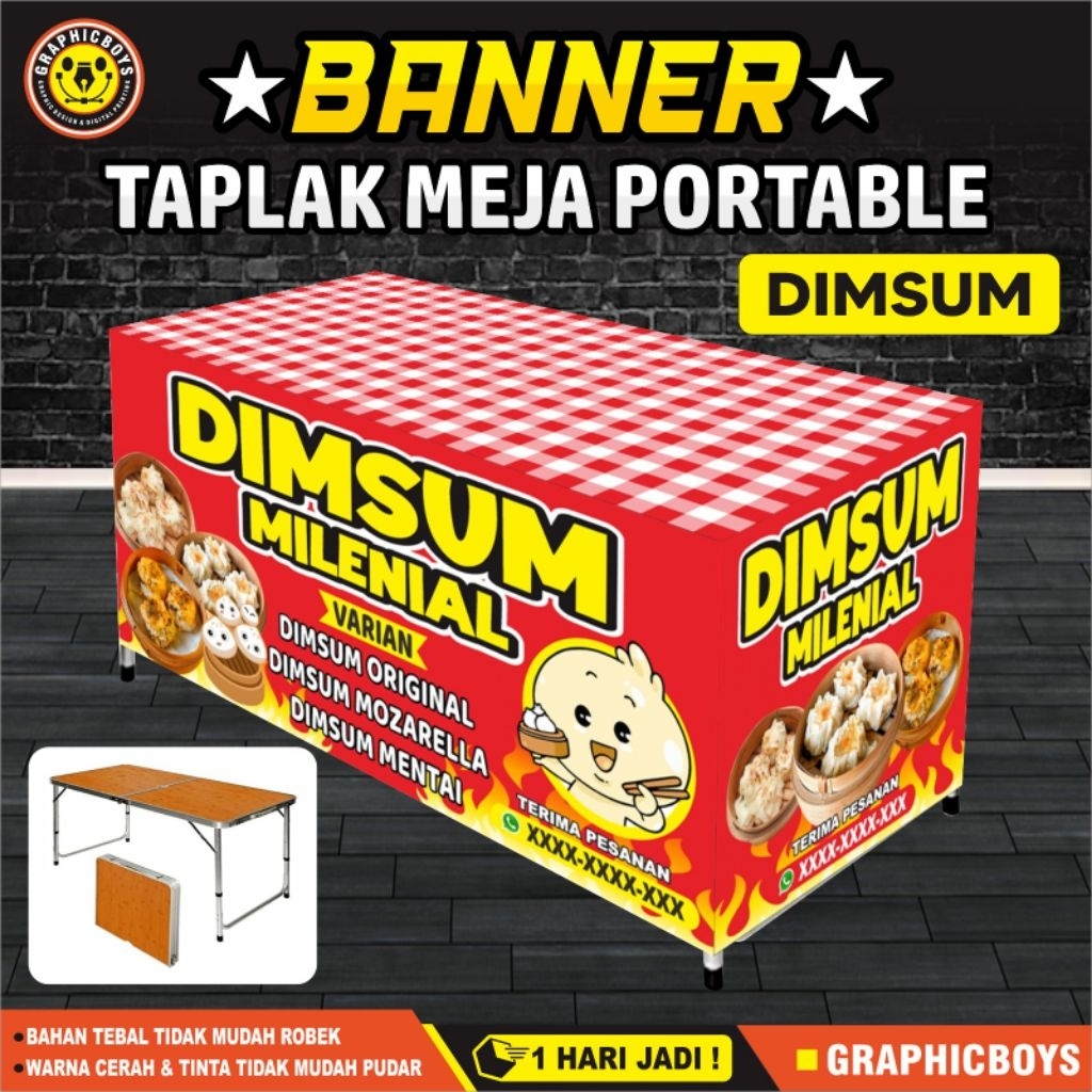Jual Spanduk Taplak Meja Portable Dimsum, Banner Taplak Meja Portable ...