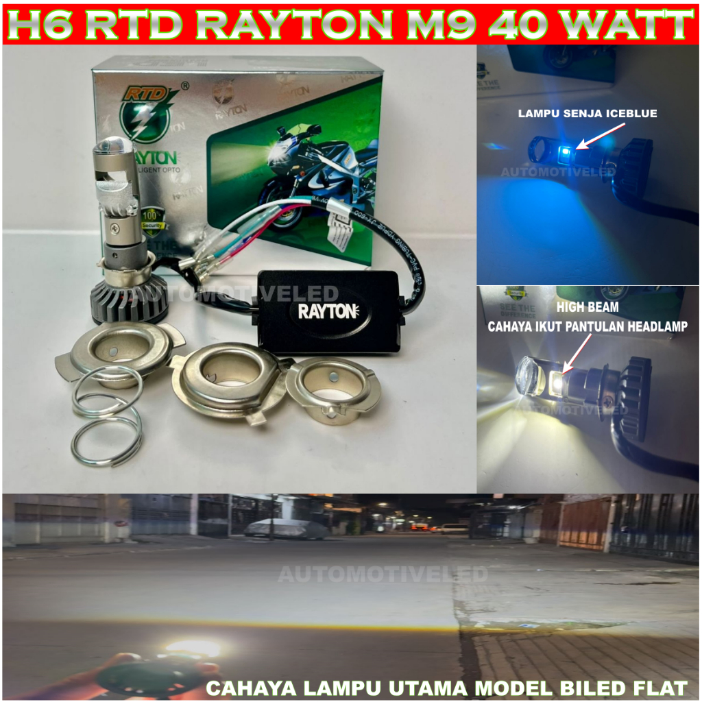 Jual ORIGINAL LAMPU UTAMA H6 M9 RTD 40 WATT UNIVERSAL BILED RAYTON M9 ...