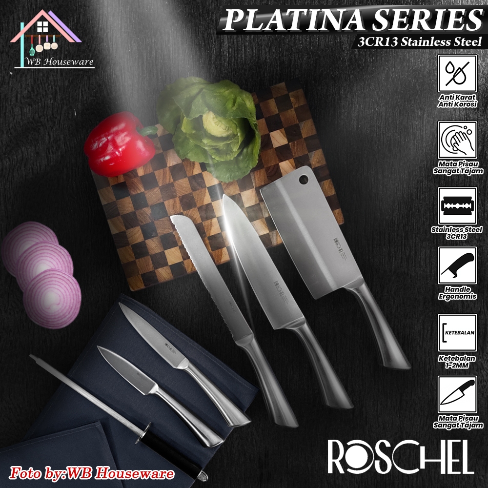 Jual Roschel Platina Knife stainless steel 3CR13 Pisau Buah - dapur ...