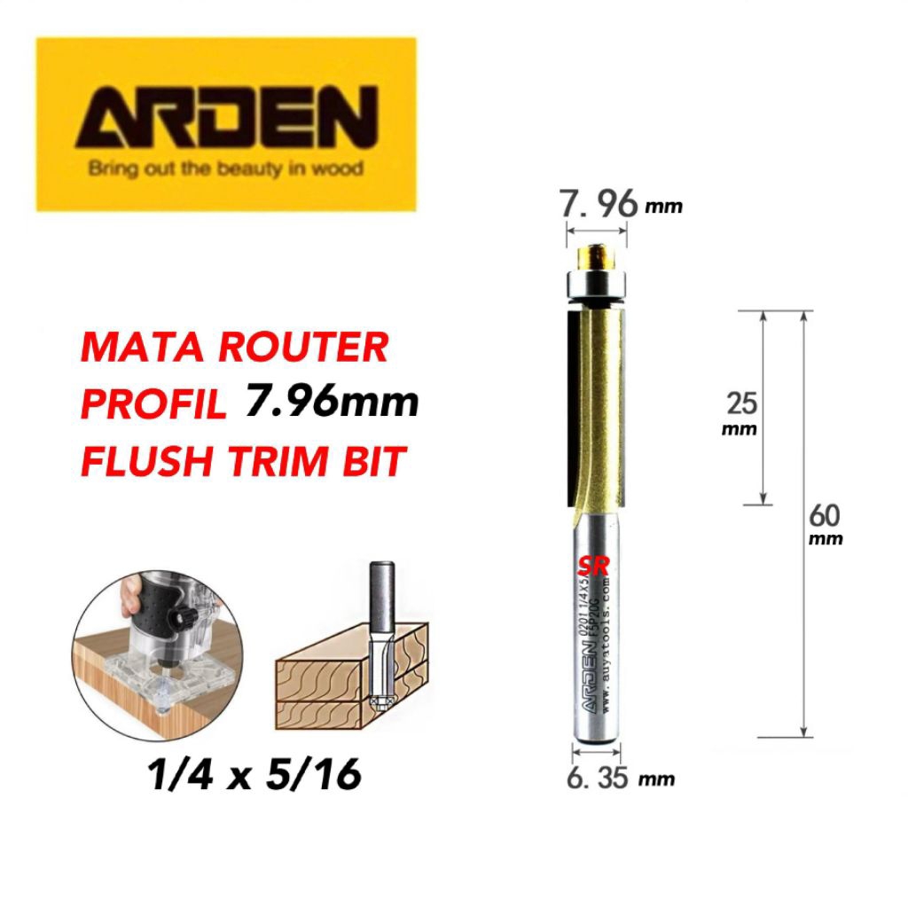 Jual Mata Router/ Profil 6mm Bearing/ Roda/ Straight Bit With Bearing ...
