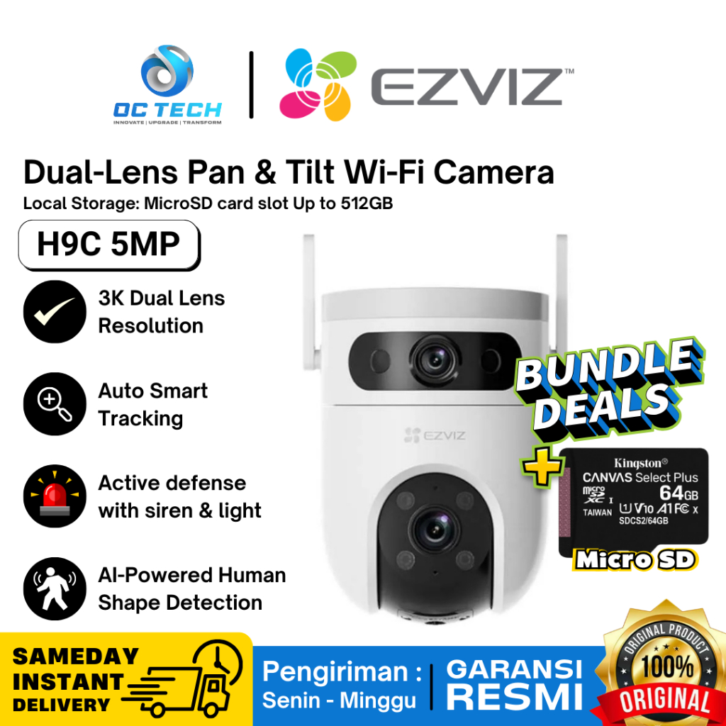 Jual Ezviz H9c Dual Lens 3K 5MP Smart Home Wifi Pan Tilt IP Camera CCTV ...