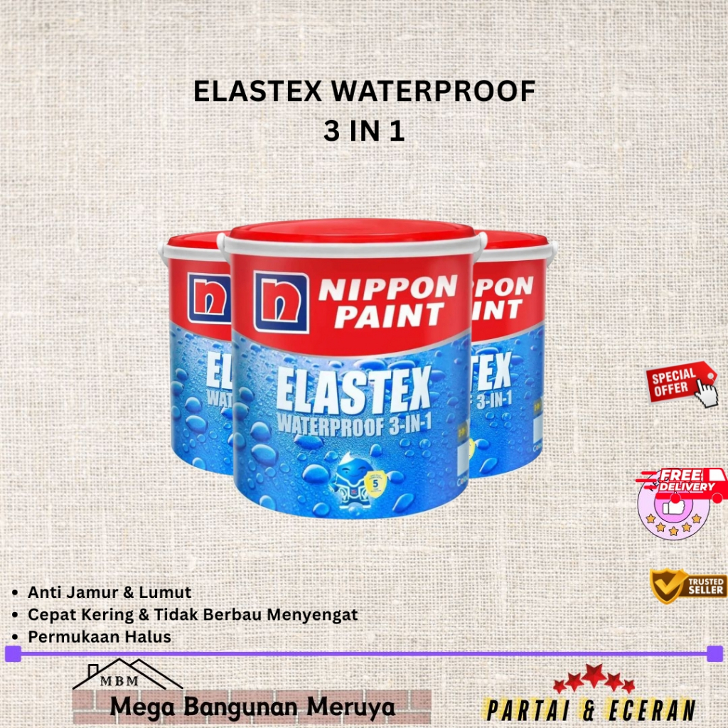 Jual Nippon Paint Elastex 3 in 1 Cat Pelapis Anti Bocor Pail PUTIH ...
