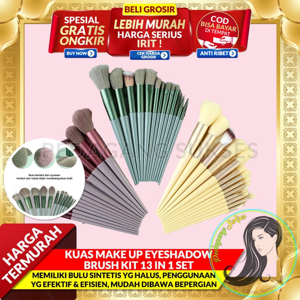 Jual KUAS MAKE UP EYESHADOW BRUSH KIT 13 IN 1 SET Mini Travel / Kuas ...