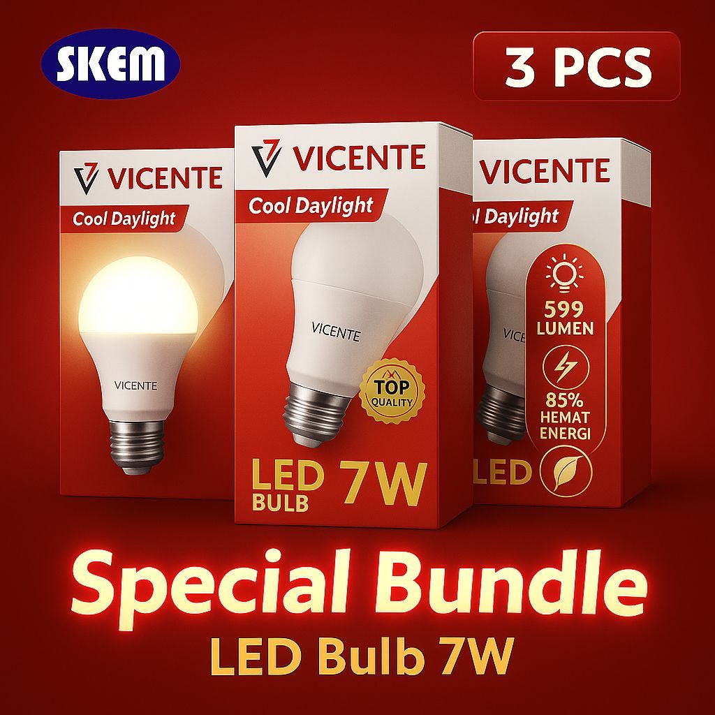 Jual LAMPU LED VICENTE 7W 7 WATT PAKET BUNDLING Isi 3 PCS GARANSI 1 TAHUN SUPER TERANG | Shopee ...
