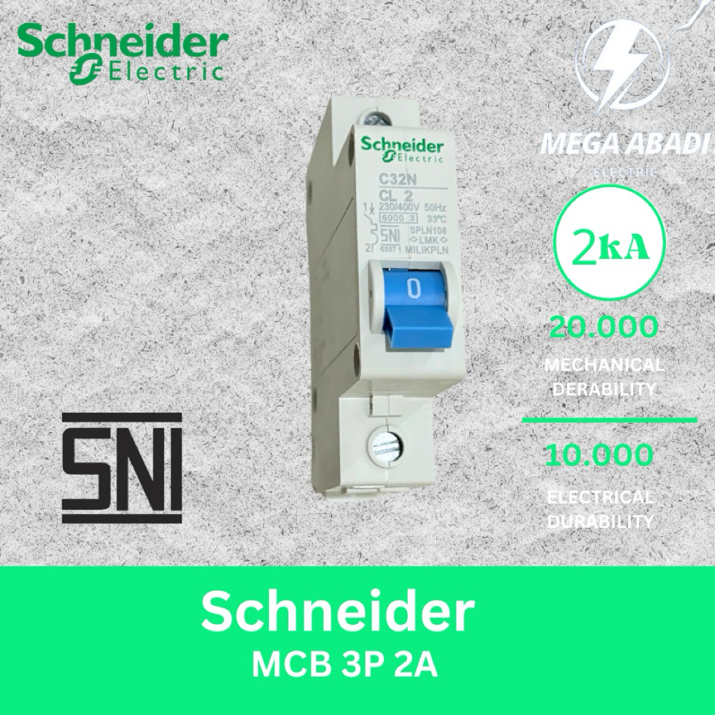 Jual MCB SCHNEIDERR BIRU PLN 1 PHASE 2A 4A 6A 10A 16A 20A 25A 35A 40A ...