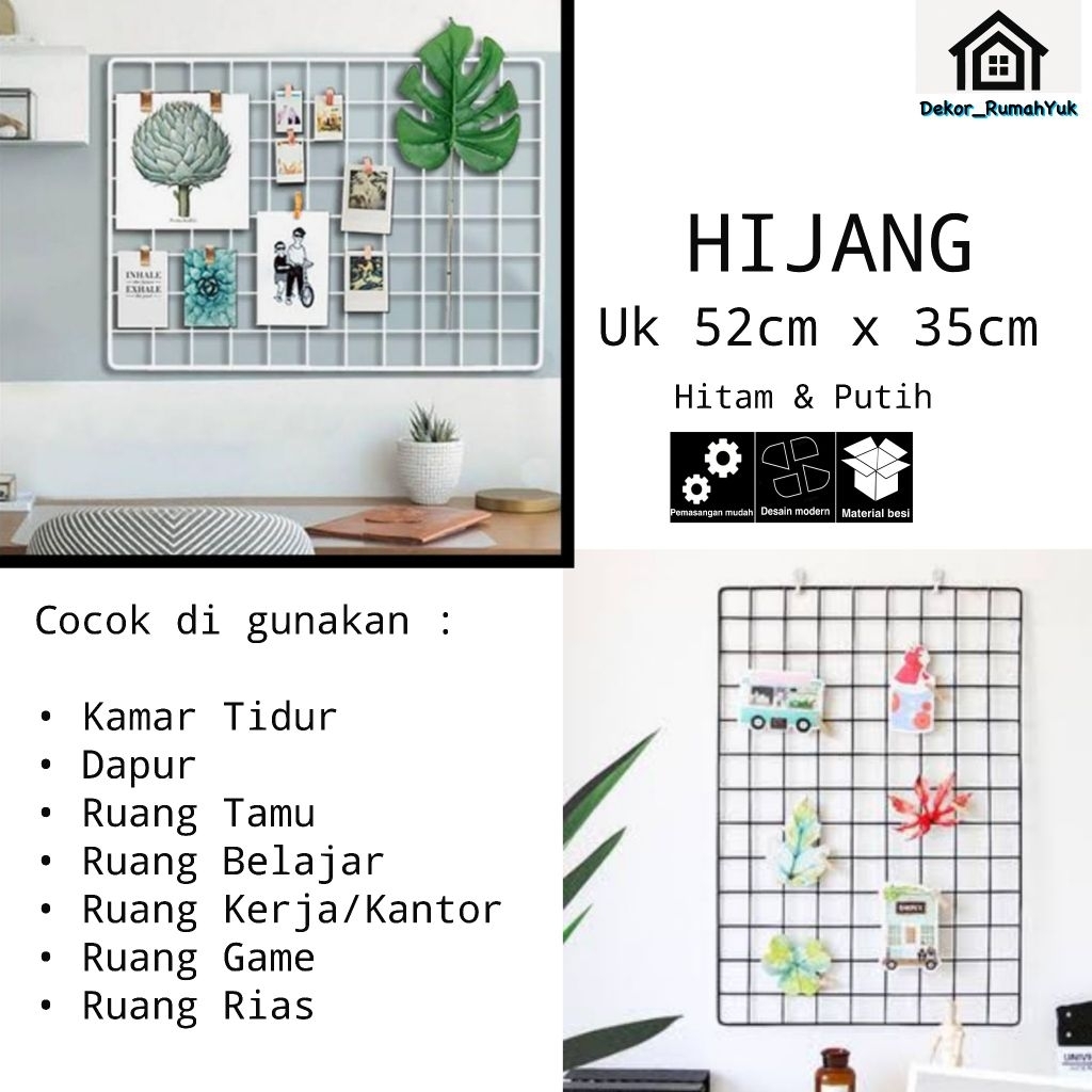 Jual HIJANG HIASAN DINDING PANJANG GRID WIRE /DEKORASI RUMAH PAJANGAN ...