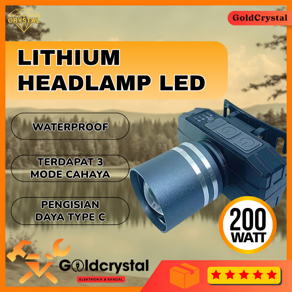 Jual Senter Kepala LED Lumens Headlamp Rotary Zoom Sensor Gerak Waterproof HX-360 200W ...