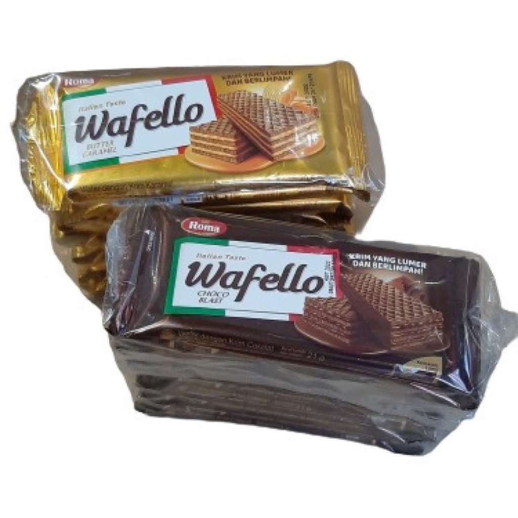 Jual BISKUIT ROMA WAFER WAFELLO BUTTER CARAMEL / CHOCO BLAST SNACK ...