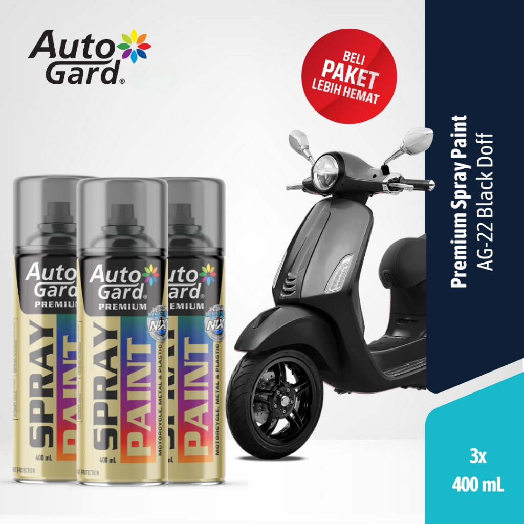 Jual AutoGard Paket AG-22 3 Kaleng Flat Black Cat Semprot Premium Motor ...