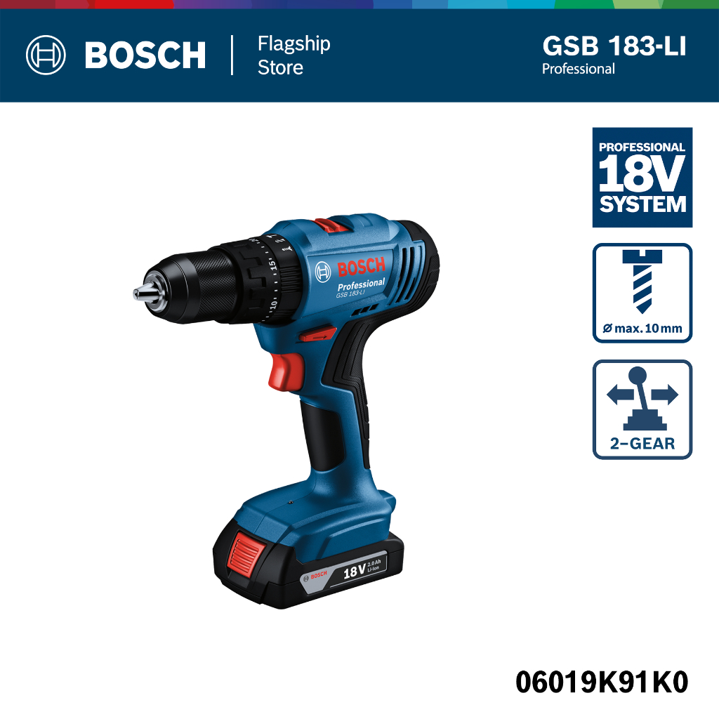 Jual BOSCH Mesin Bor Impact Baterai Tanpa Kabel GSB 183-LI / Cordless ...