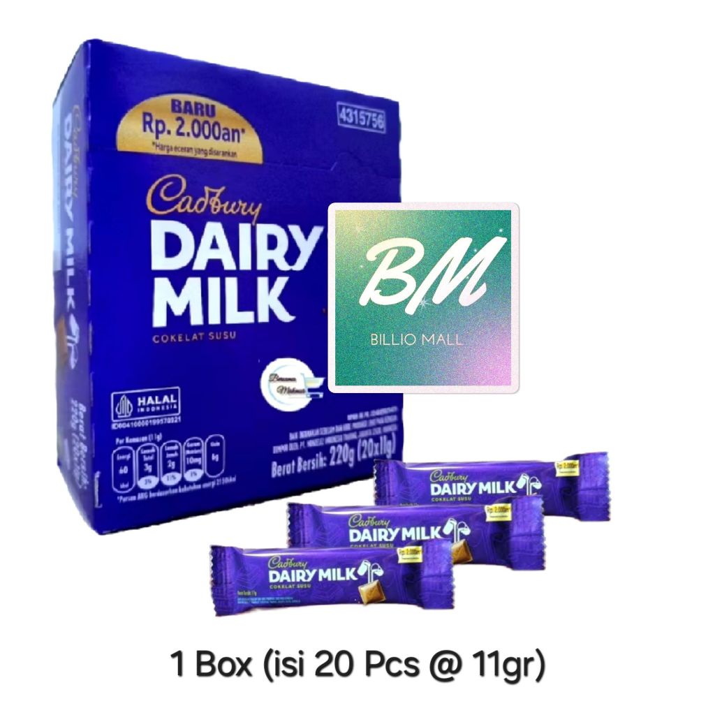 Jual Cadbury Dairy Milk MINI 1 Box (isi 20 pcs 11gr) | Shopee Indonesia