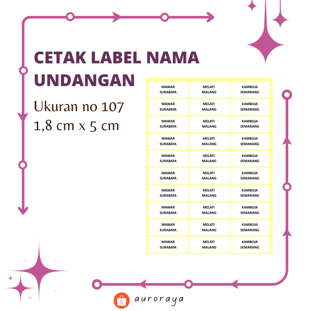 Jual Cetak Label Nama Undangan Ukuran No 107 | Shopee Indonesia