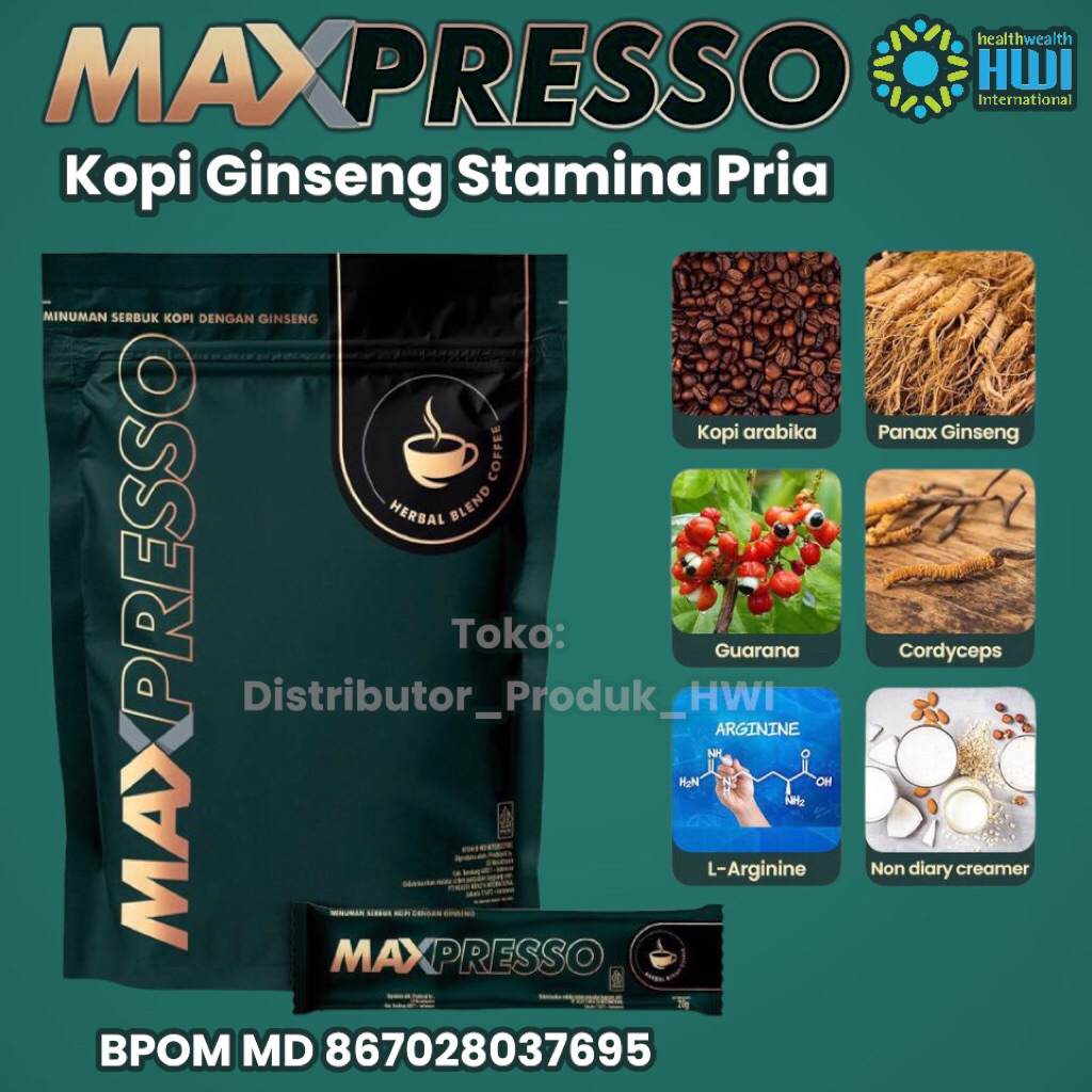 Jual Maxpresso HWI Original 100% Kopi Maxpresso Coffee Ginseng Herbal Stamina Pria / Maxpreso ...