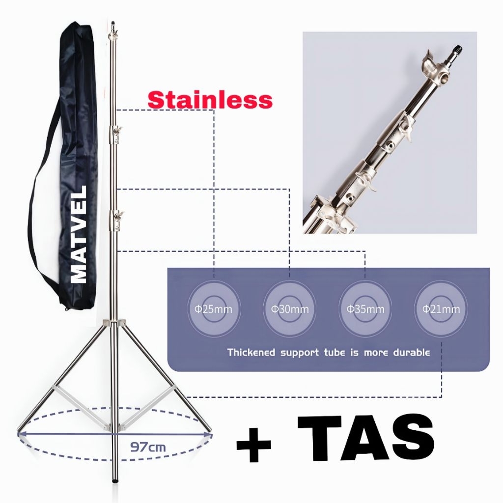 Jual Matvel Steel S28 Light Stand Besar Stainless Kaki Lampu Studio ...