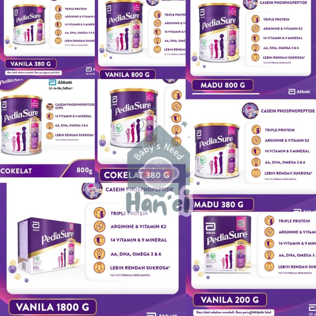 Jual Pediasure 1-10 tahun Vanilla 200g/380g/800g/1800g Coklat 380g/800g ...
