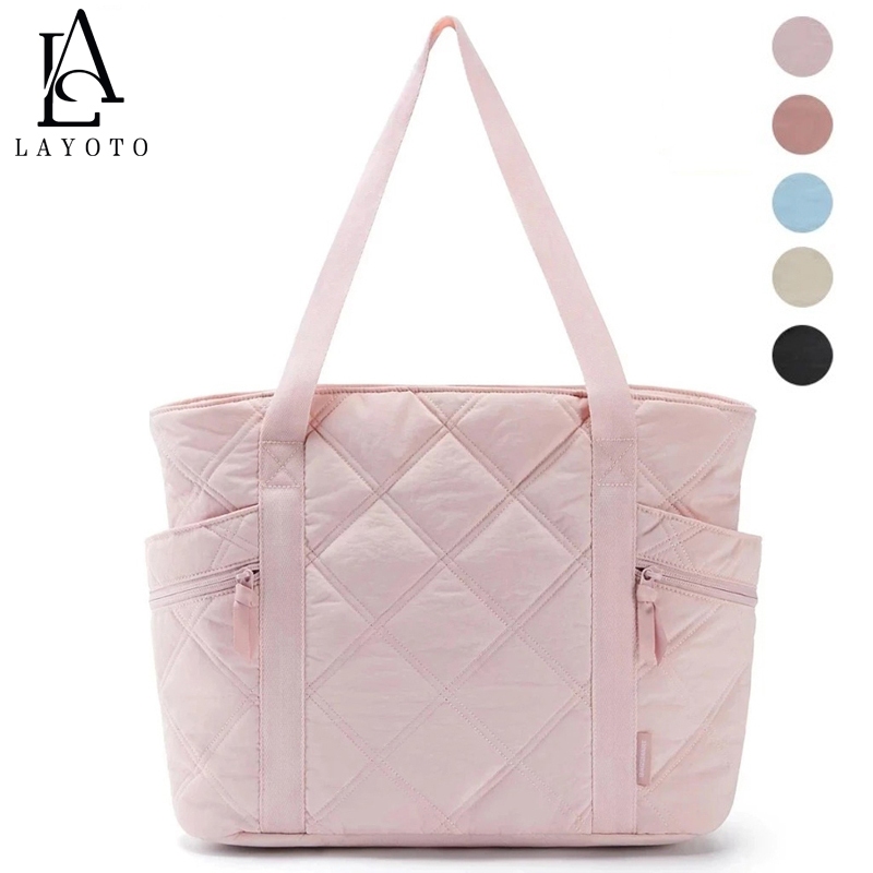Jual LAYOTO Tas Wanita Tote Bag Puffer Tote Bag with Zipper Travel ...