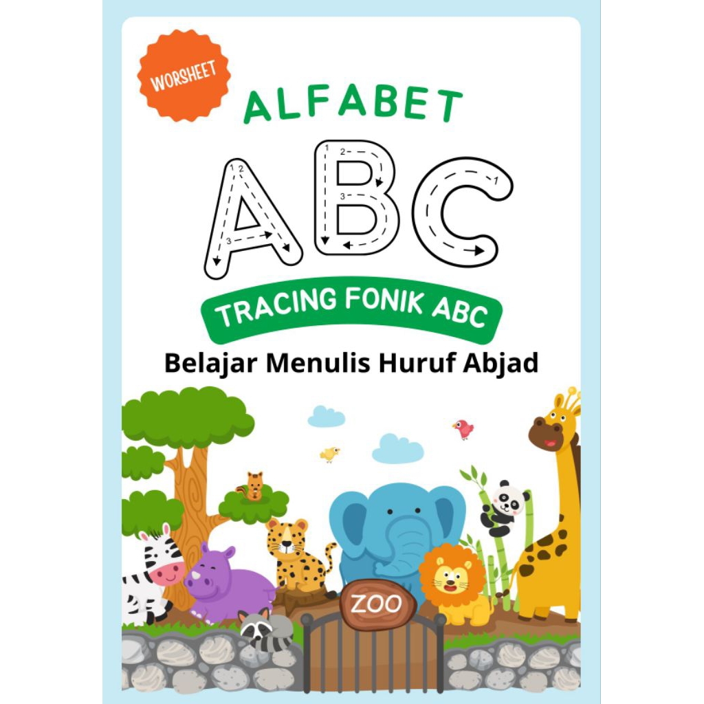 Jual (55 Halaman) Worksheet Belajar Menulis Huruf Abjad Preschool, PAUD ...