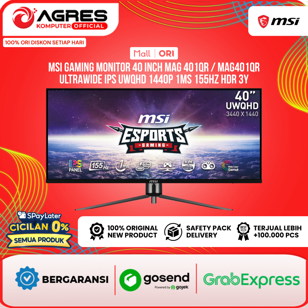 Jual MSI GAMING MONITOR 40 INCH MAG 401QR / MAG401QR ULTRAWIDE IPS UWQHD 1440P 1MS 155HZ HDR 3Y ...