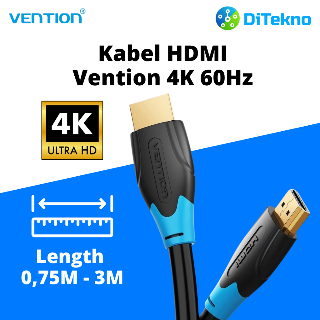 Jual Vention Kabel HDMI 4K 60Hz 1 Meter 2 Meter 3 Meter 0.75 Meter 1.5 ...