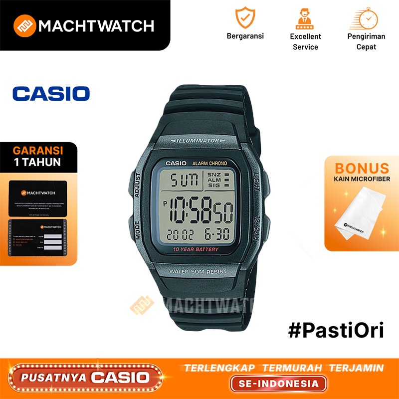 Jual Jam Tangan Pria Casio General W-96H-1BVDF W96H Dial Black Resin Band | Shopee Indonesia