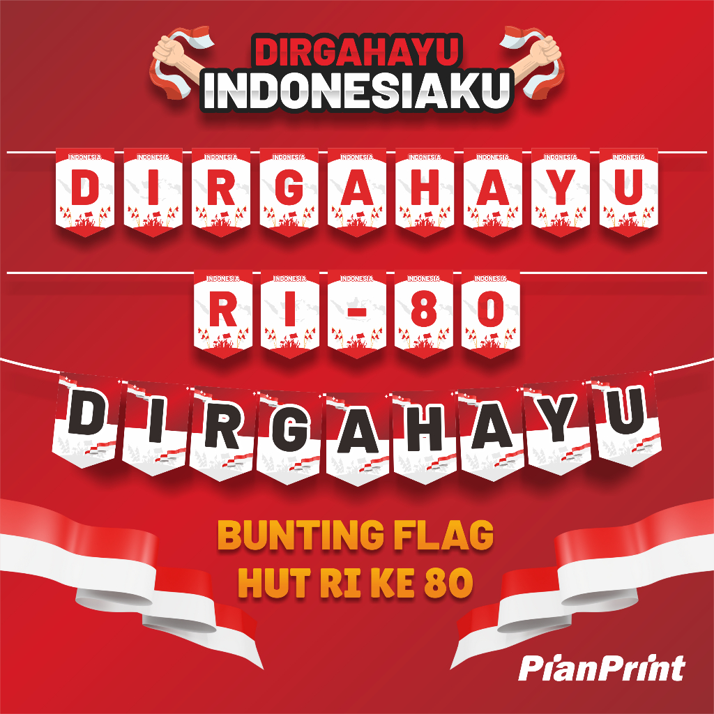 Jual Bunting Flag Banner kertas HUT RI ke 80 | Dekorasi kemerdekaan ...