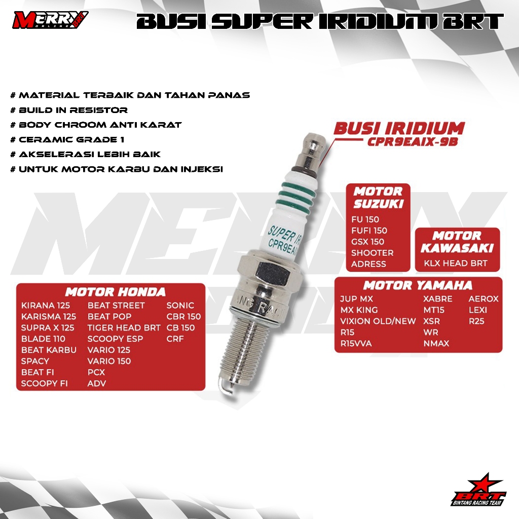 Jual Busi BRT iridium R15 V3 MT 15 XABRE XSR R25 | Shopee Indonesia
