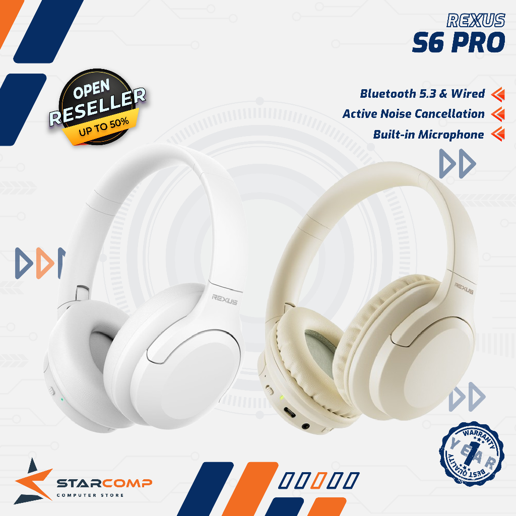 Jual Rexus S6 Pro Headset Wireless Bluetooth 5.3 with ANC Active Noise ...