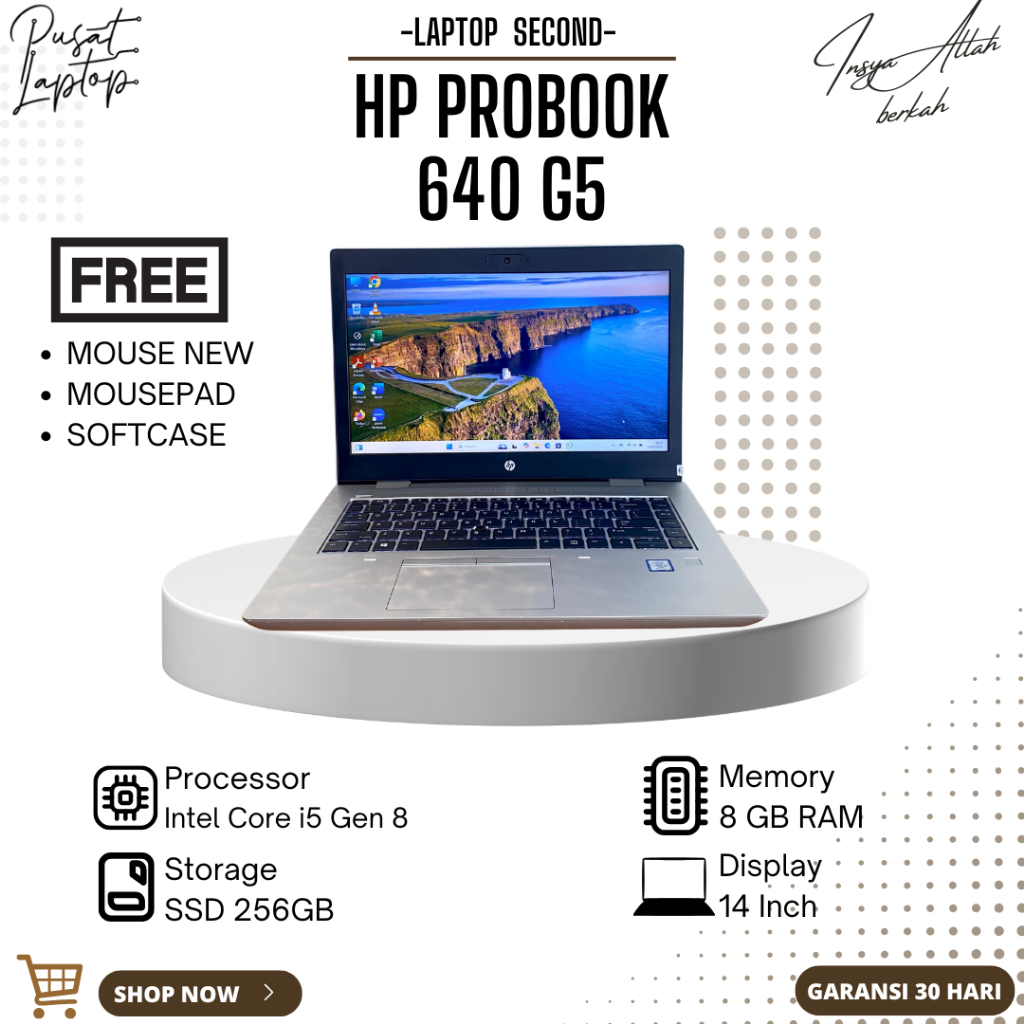 Jual LAPTOP HP PROBOOK 640 G5 SECOND | INTEL CORE I5 GEN 8 | RAM 8GB | SSD 256GB | NORMAL ...