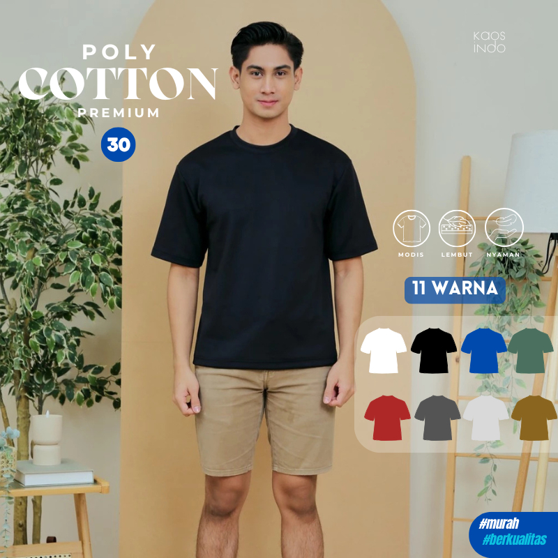Jual KAOS POLOS Cotton Premium 30s ( 100% Polyester Premium dengan ...