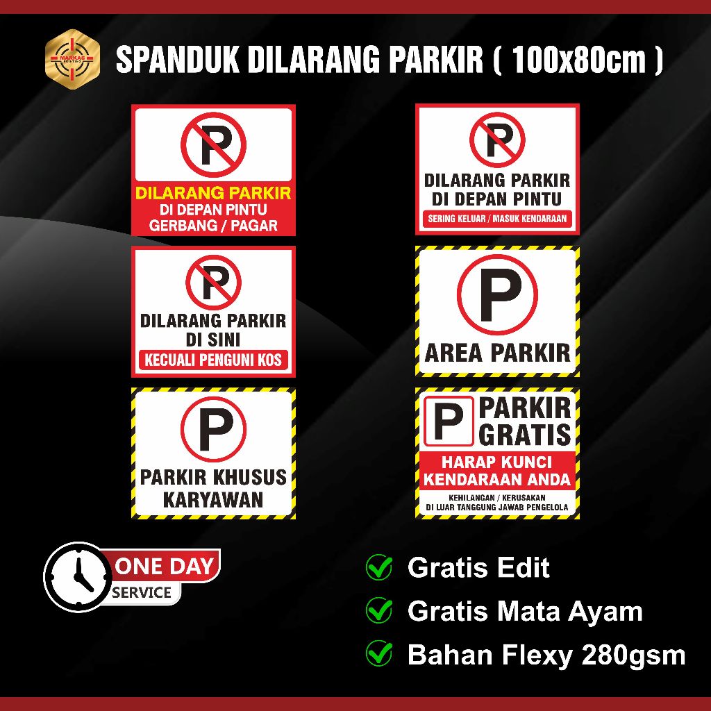 Jual [ 100x80cm ] Banner Dilarang Parkir di depan pintu gerbang ...