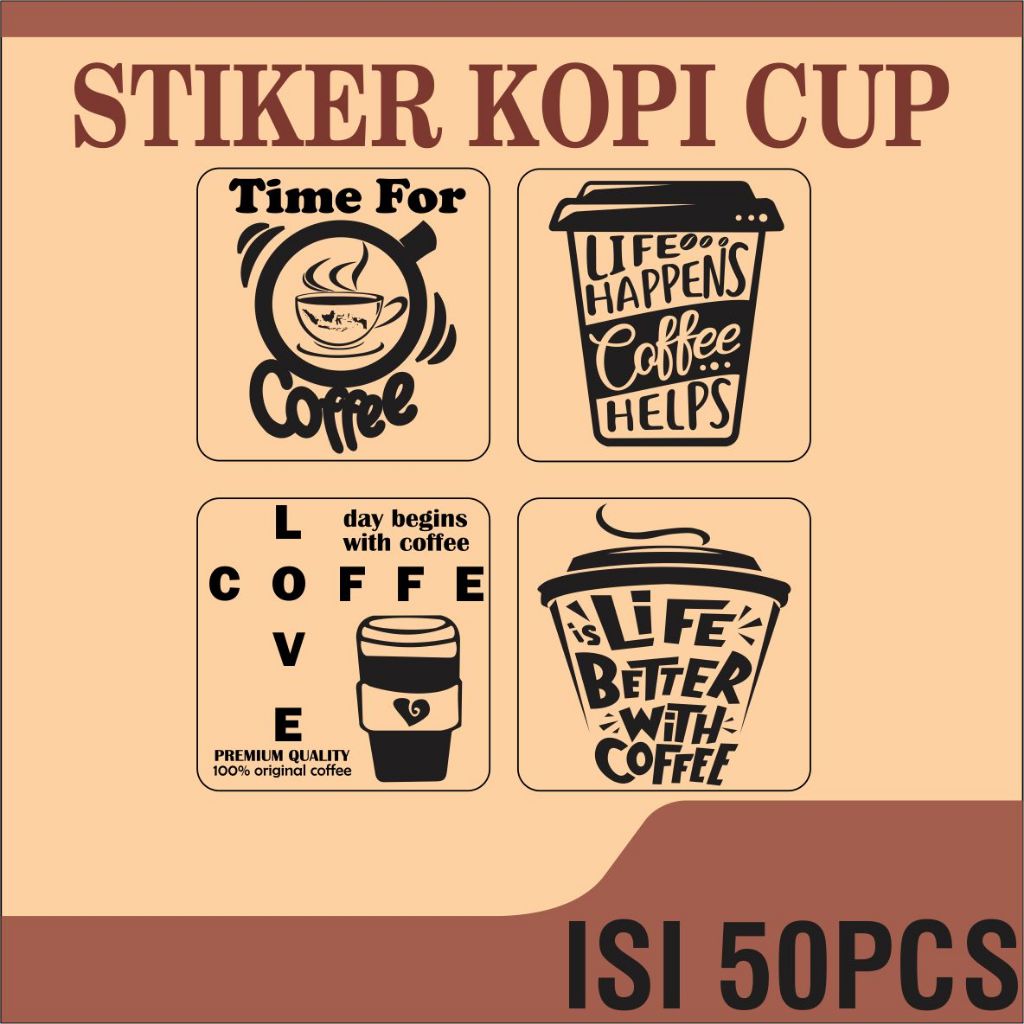 Jual STIKER GELAS CUP KOPI | STIKER MINUMAN KOPI | STIKER KEKINIAN ...
